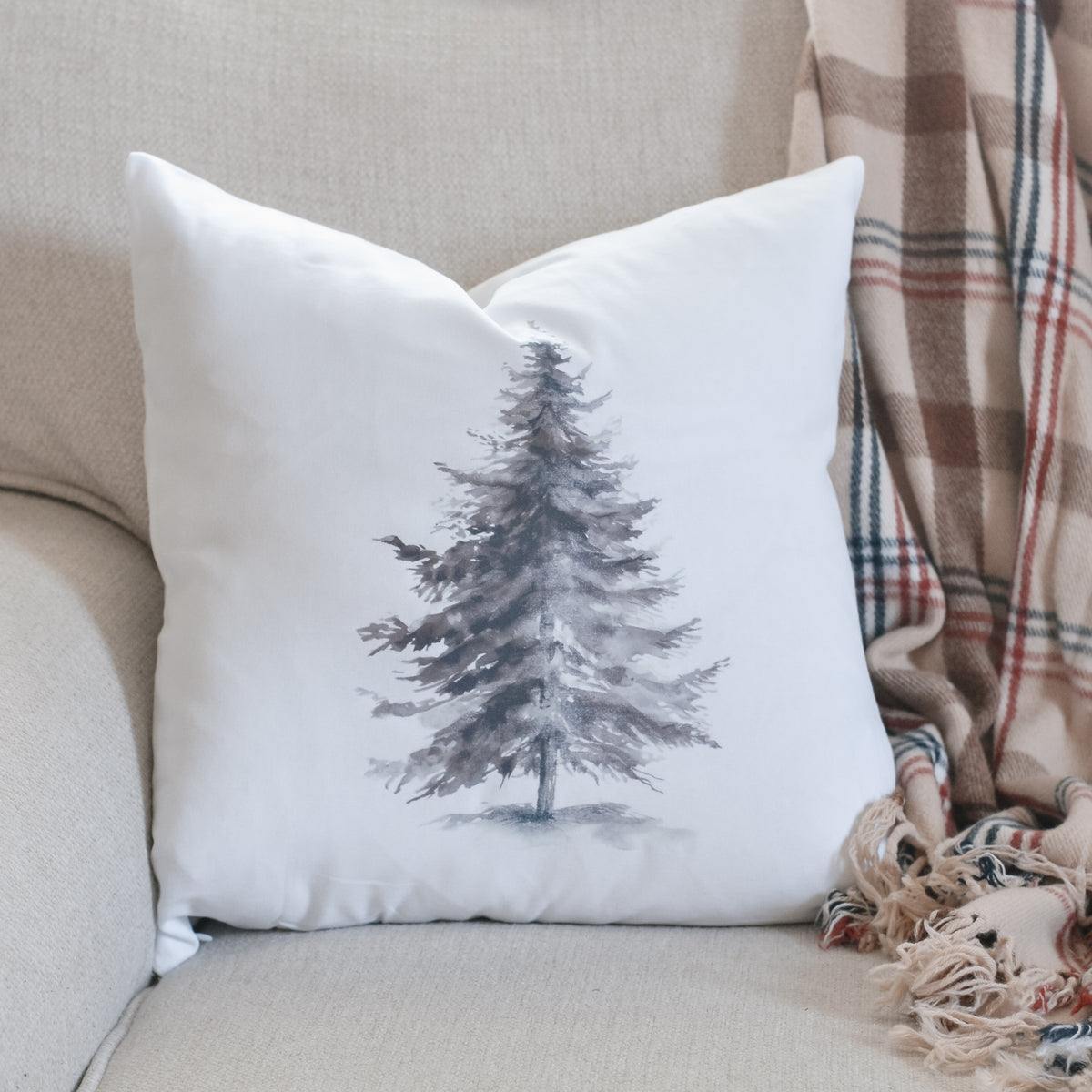 Pine Tree Christmas Pillow – White Gables Home