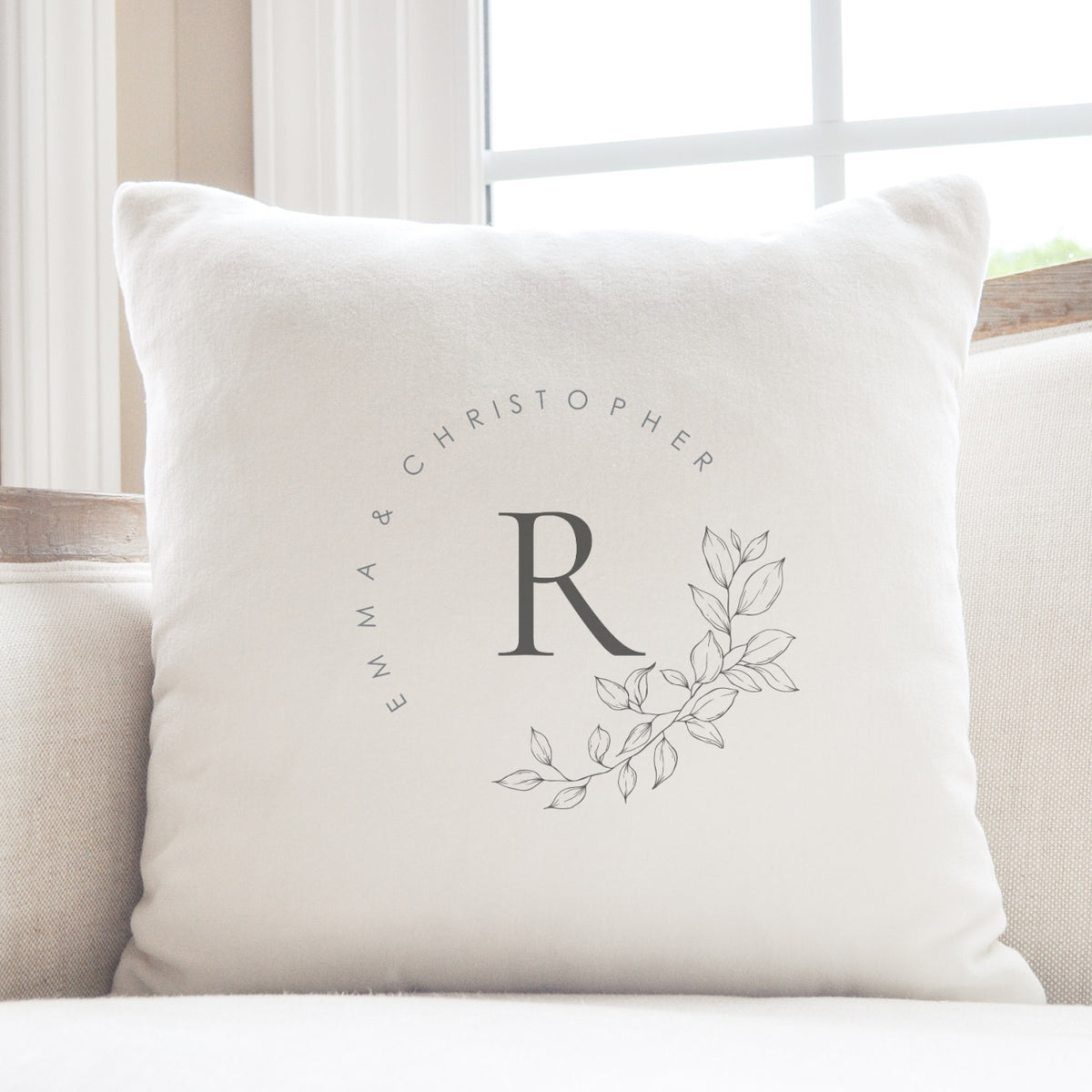 Monogram Wreath Pillow – White Gables Home