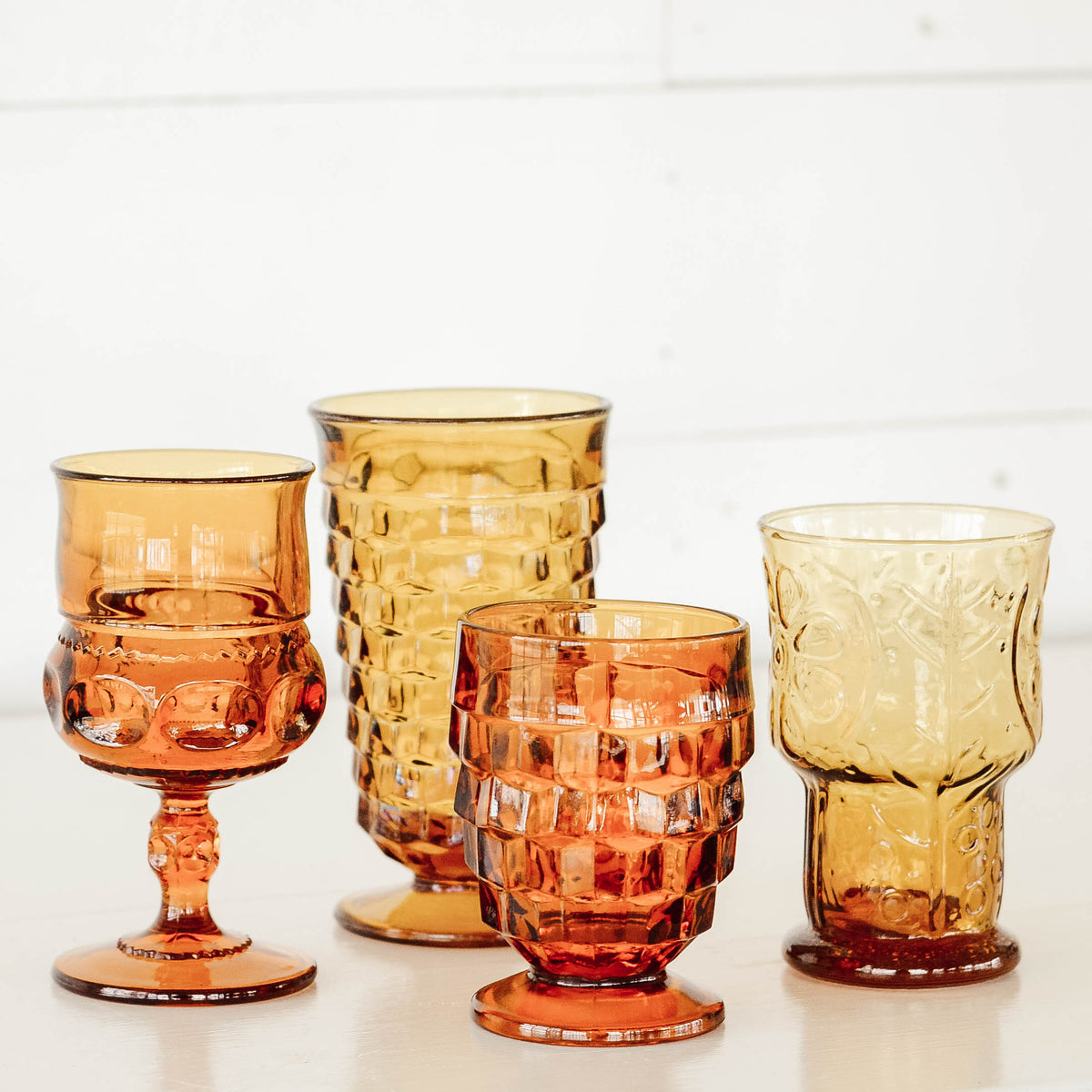 Vintage Amber Glass Goblets Rental – White Gables Home